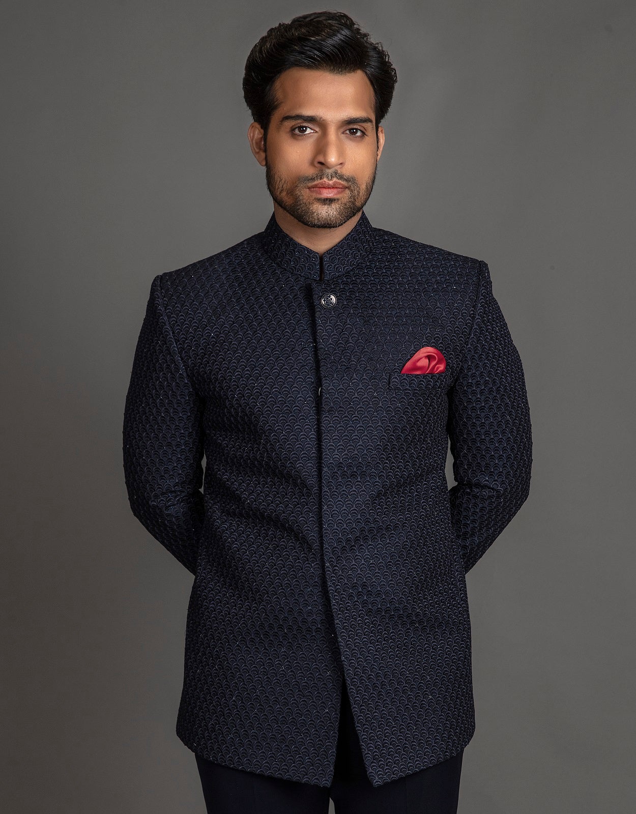 SELF TEXTURED EMBROIDERY BANDHGALA